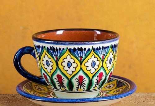 Чайная пара Риштанская Керамика "Цветы"