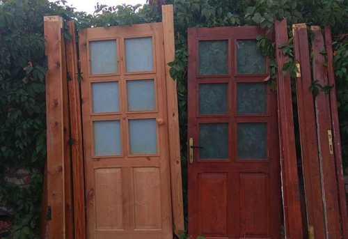 Двери деревянные 2 шт бу с коробками и обналичкой