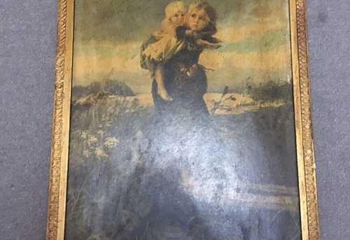 Картина маслом на холсте дети бегут от грозы