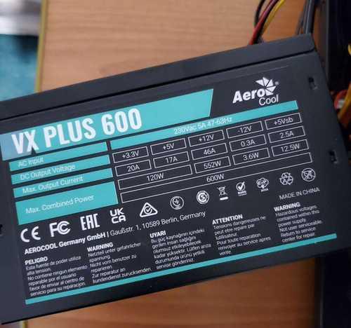 Блок питания aerocool vx600  600w