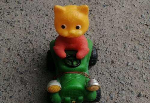 Игрушка СССР кот на машине каталка