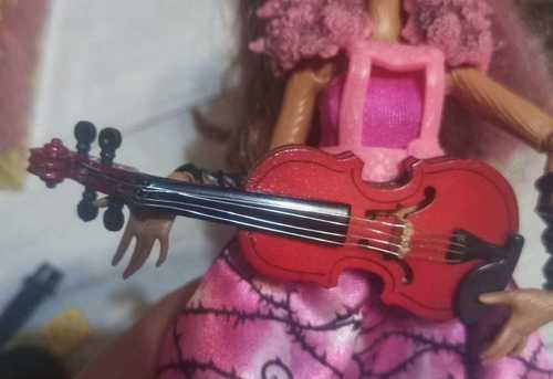 Скрипка мини игрушка аксессуар для кукол из дерева