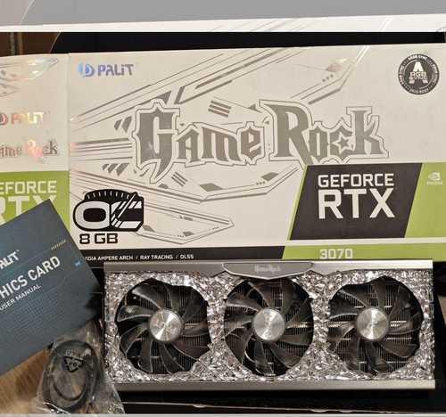 Ледяная Видеокарта Palit RTX 3070 GameRock OC 8gb