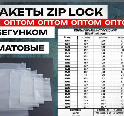 Пакеты с бегунком с нанесением лого для маркетплейсов 25х35