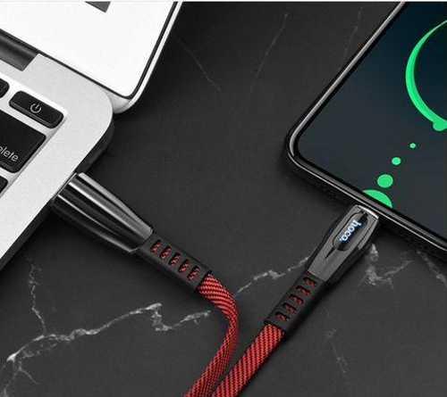 Кабель USB Type-C hoco U70 Splendor LED 2.4A 1.2м