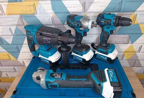 Шуруповерт+Болгарка+Перфоратор+Гайковерт Makita