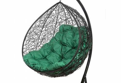 Двойное подвесное кресло "Gemini", зеленая подушка