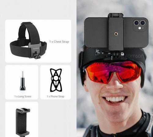 Крепление на голову Vamson для смартфона и GoPro