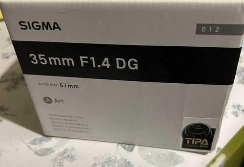 Пустая коробка для обьектива sigma 35 mm f 1.4 DG