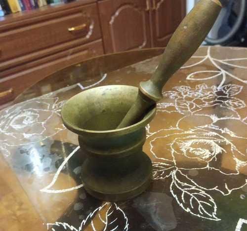 Ступка с пестиком латунь СССР