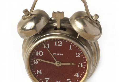 Часы будильник Ракета СССР с колокольчиками 1980е