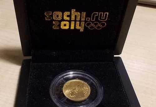 Золотая монета Сочи 2014 Бобслей