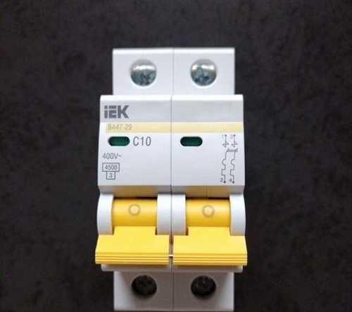 Автоматический выключатель 10А (С) 2п 4.5кА IEK