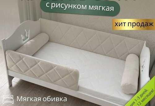 Кровать Софа с рисунком мягкая