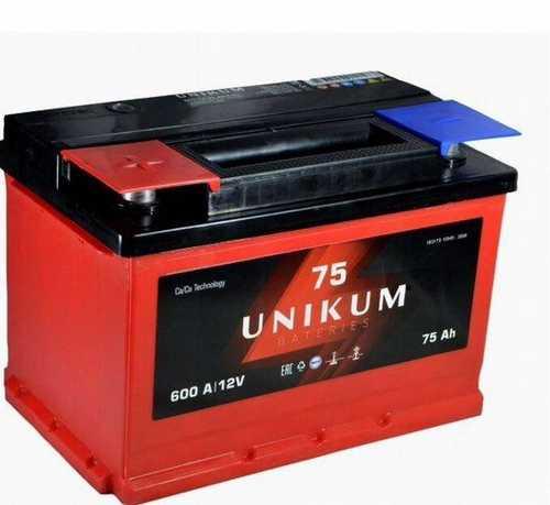 75 Ah Аккумулятор 12В 6ст-75.1 Unikum 600A (новый)