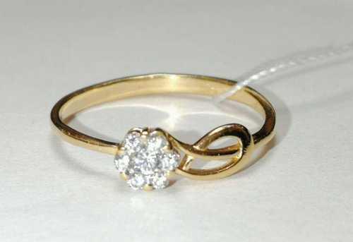Золотое кольцо с фианитами р 17,5 (9380)
