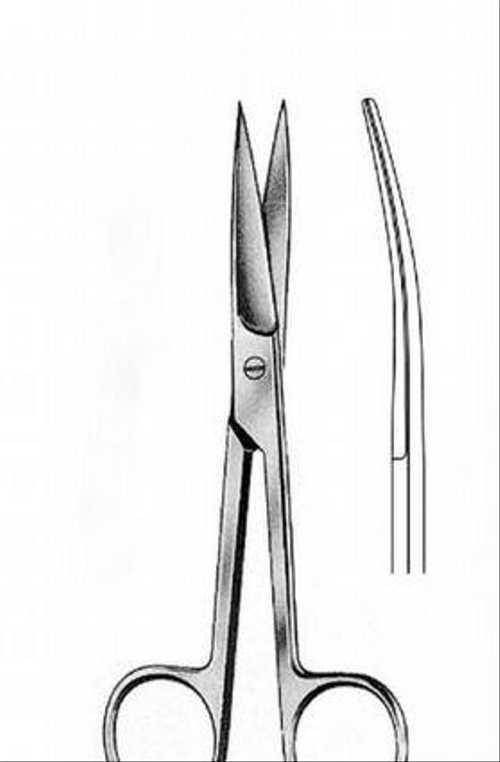 Ножницы изогнутые остроконечные 100 мм (нержавеюща