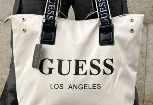 Сумка женская Guess большая шопер молочная