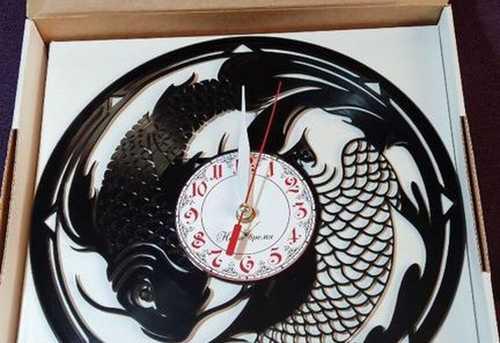 Часы из виниловой пластинки Охота, Рыбалка