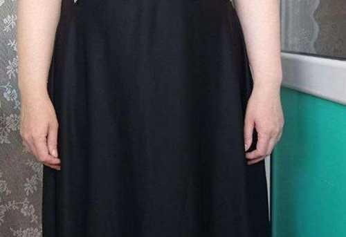 Чёрное платье макси с кружевом, летнее нарядное