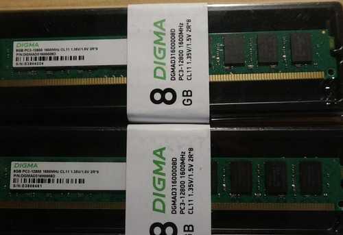 Digma (dgmad31600008D), DDR3 8Gb 1600 MHz новая