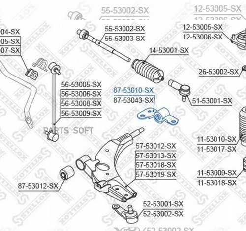 Stellox 87-53010-SX сайлентблок рычага зад. п.\ KIA Shuma alI 98-04