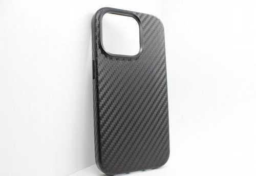 Кожаный Чехол iPhone 15 Pro Carbon/MagSafe