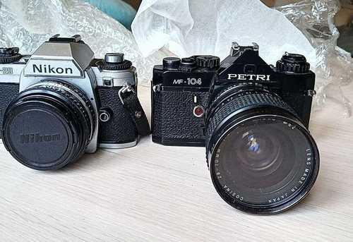 Nikon FG-20 и Petri MF -104 плёночный фото
