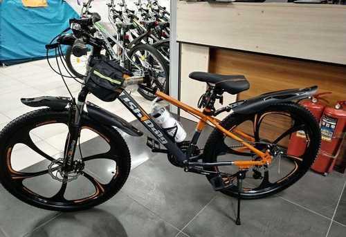 Велосипед с литыми дисками черно-оранжевый новый