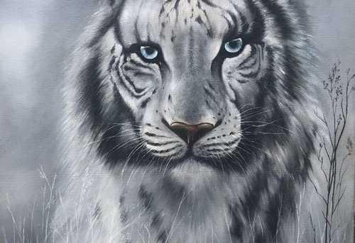 Картина маслом на холсте "Белый тигр"