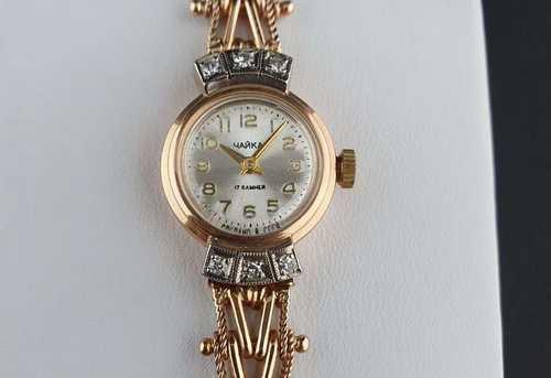 Часы Чайка женские советские с бриллиантами на зол