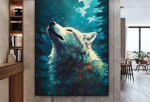 Картина маслом лесной волк