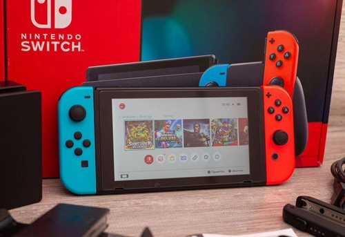 Nintendo switch, rev. 2, прошитая, 128 GB