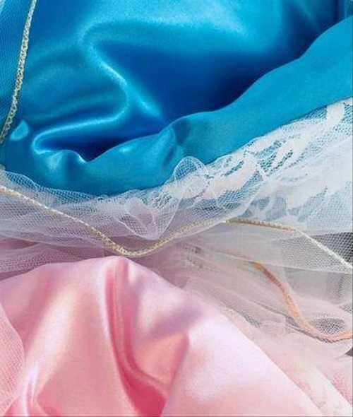 Ткань Атлас стреч розовый, голубой