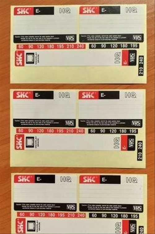 Наклейки на видеокассеты VHS