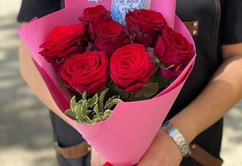 Букет красных роз, розы. Цветы Самара доставка