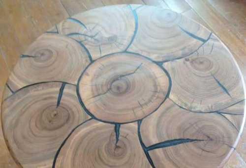 Журнальный столик круглый дерево
