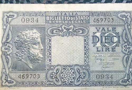 Банкноты Европы - Италия (10 лир 1944)