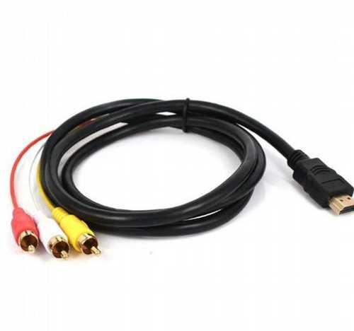 Кабель hdmi на 3 RCA,переходник hdmi на AV (3RCA)