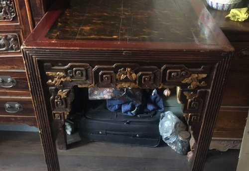 Старинный китайский резной стол дерево роспись