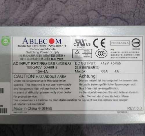 Блок питания Ablecom PWS-801-1R