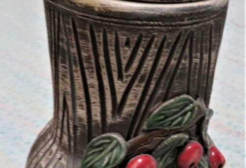Глиняная ваза декоративная с крышкой