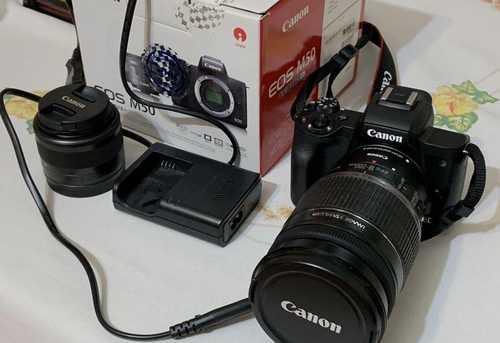 Canon EOS M50 Kit 15-45mm + EF-S 18-200mm + Mount