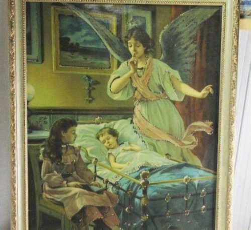 Картина "Ангел охраняющий детский сон". 38 х 29 см