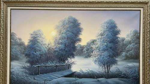 Картина маслом пейзаж «Зима. Новый день»