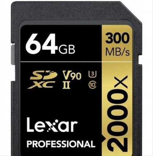Карта памяти lexar 2000x sdxc UHS-II gold 64 GB