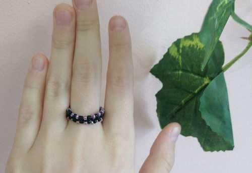 Кольцо чёрное, с фиолетовыми вкладками