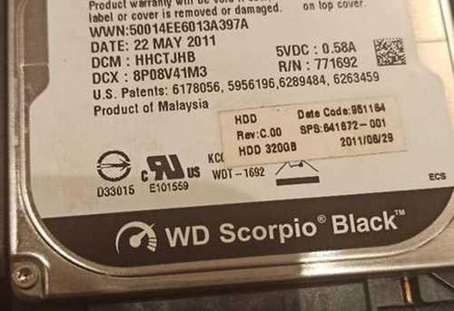 Жесткий диск Western Digital WD3200bekt 320Gb SATA