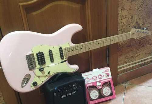 Электрогитара Pink Stratocaster с комбо Black Star