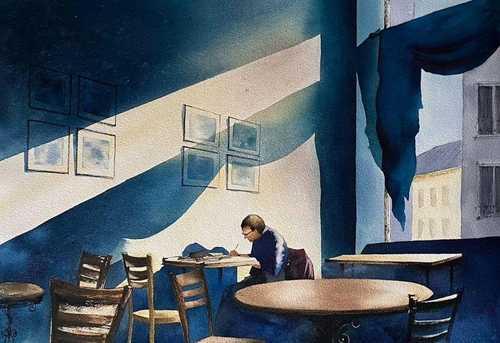 Картина Акварель «Полдень в кафе»